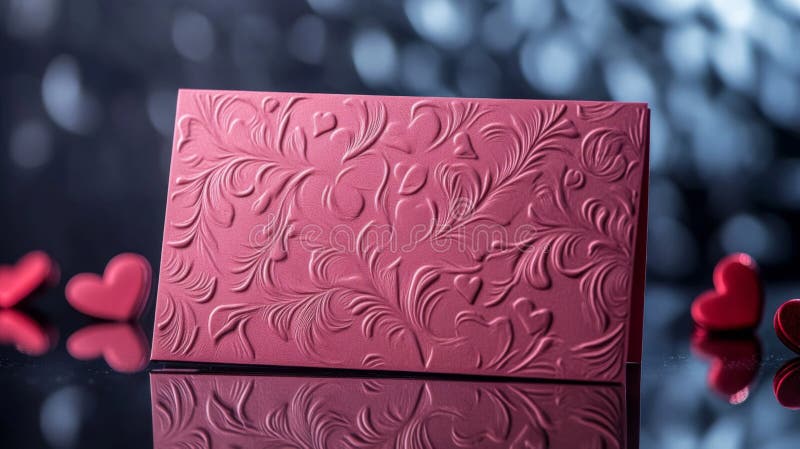 Embossed Card with Hearts and Floral Design Stock Illustration ...