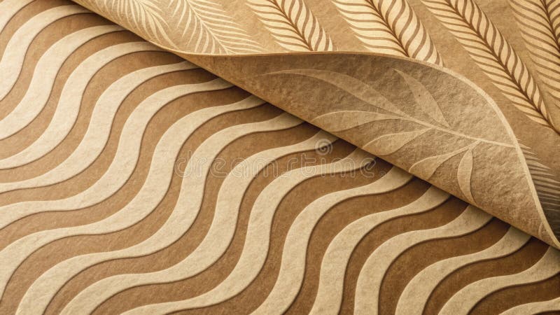 Embossed Cardboard Sheets Overlapping, Featuring Wavy and Leaf Inspired ...