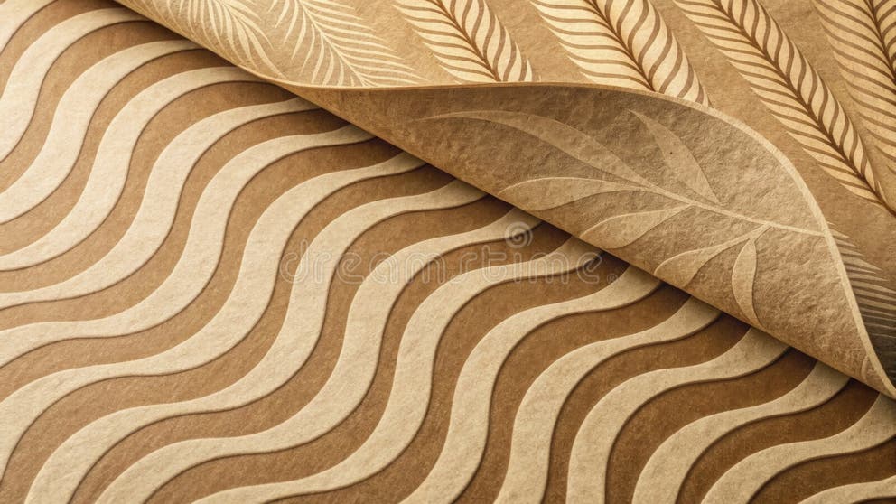 Embossed Cardboard Sheets Overlapping, Featuring Wavy and Leaf Inspired ...