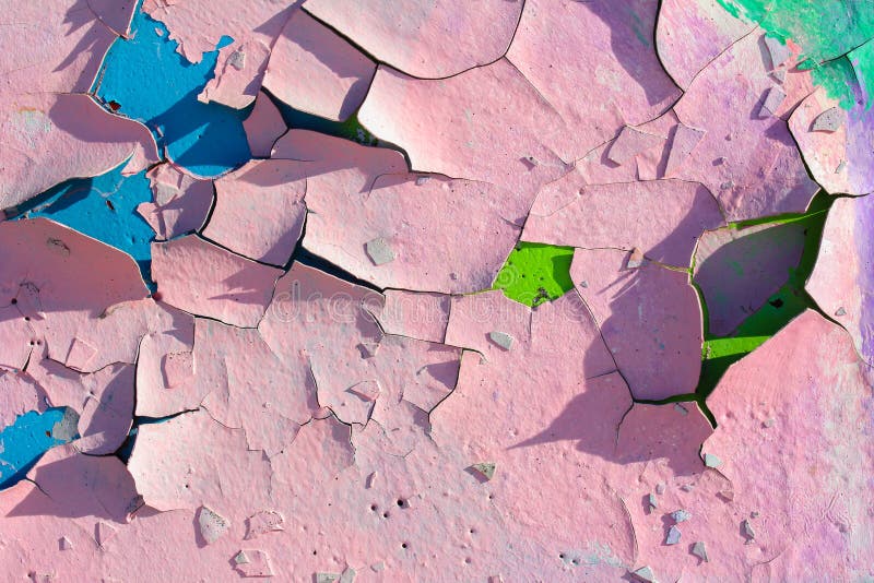 Colorful Painted Wall with Peeling Paint, Cracks on the Colorful Wall ...