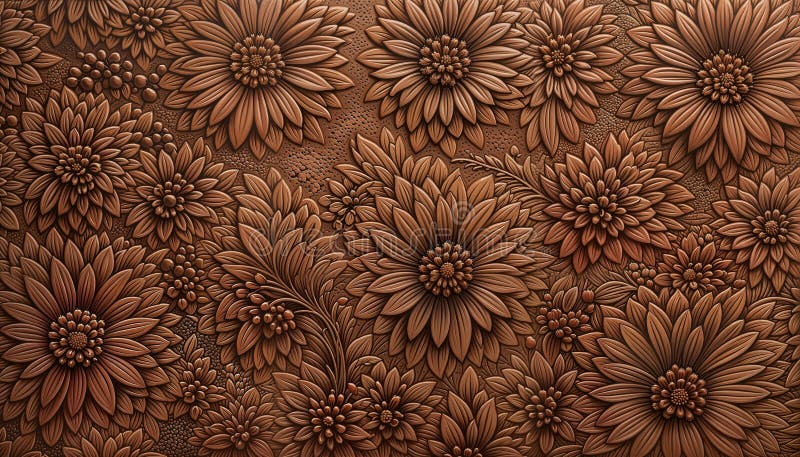 An Embossed Copper Texture with Intricate Floral Patterns Stock ...