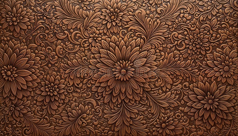 An Embossed Copper Texture with Intricate Floral Patterns Stock ...