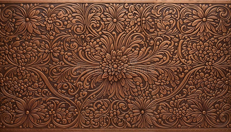 An Embossed Copper Texture with Intricate Floral Patterns Stock ...