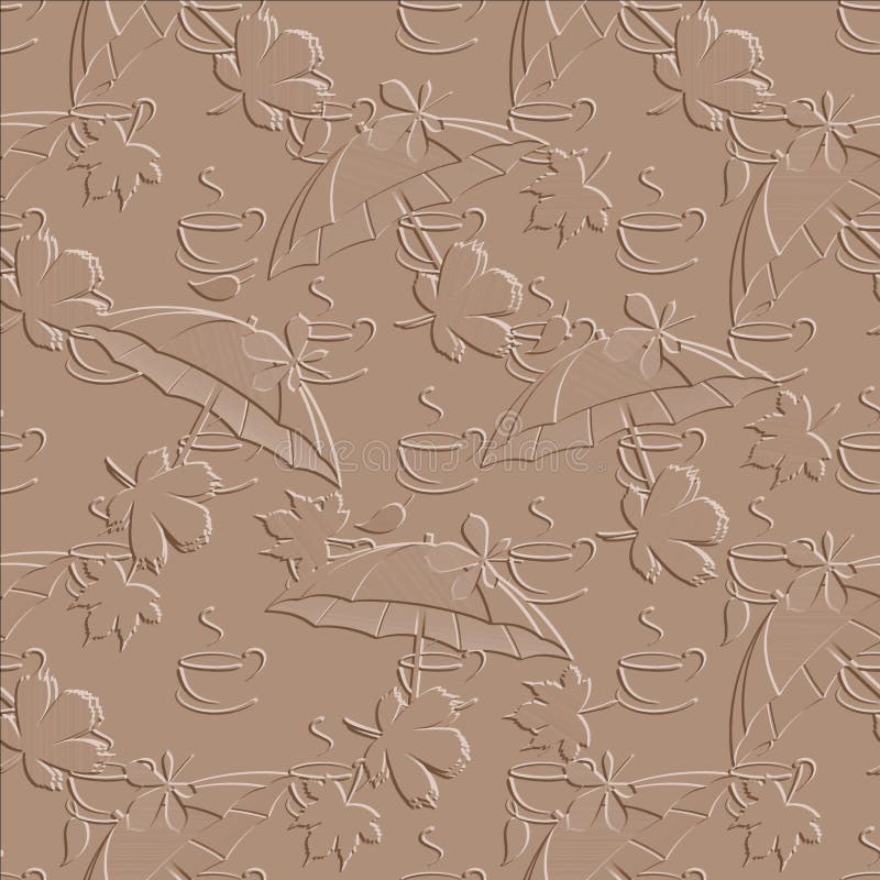 Embossed 3d Falling Autumn Leaves Seamless Pattern. Textured Emboss ...