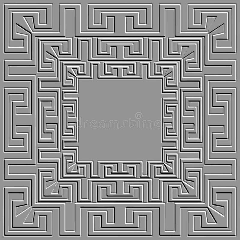 Embossed 3d Square Frames Pattern. Greek Emboss Background. Geometric ...