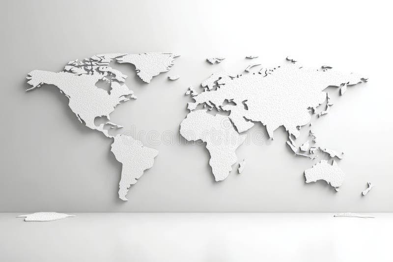 Embossed 3D World Map Texture Wall Art Global Connectivity Textured ...