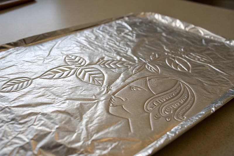 Embossed Drawing on Tin Foil Stock Illustration - Illustration of ...