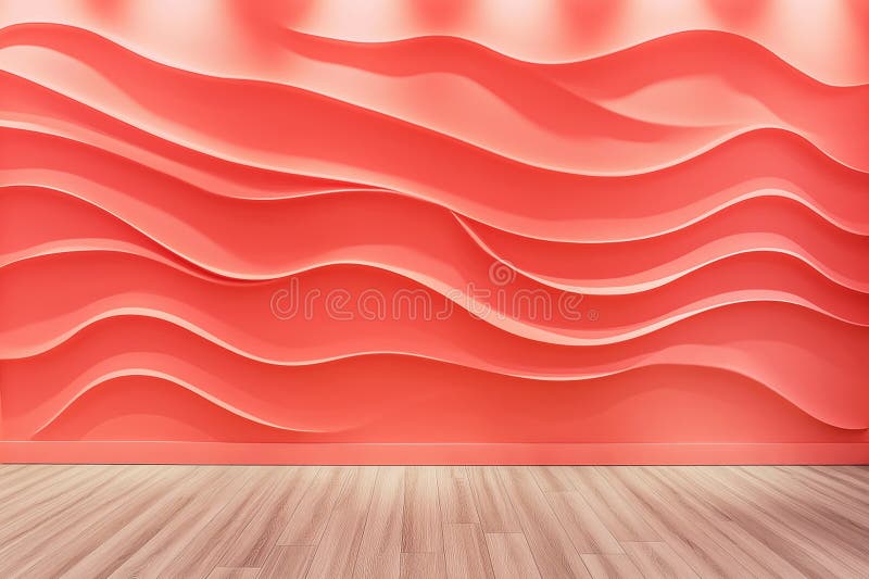 Embossed Empty Pink Wall and Floor Indoors Front View, Modern Interior ...