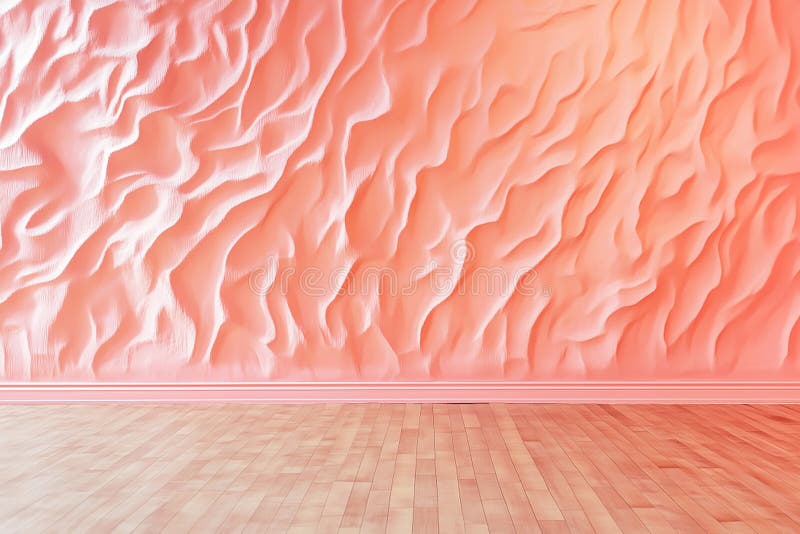 Embossed Empty Pink Wall and Floor Indoors Front View, Modern Interior ...
