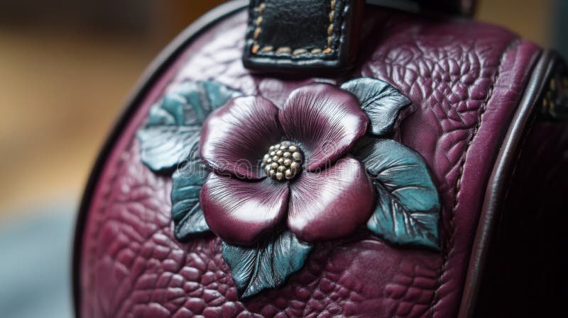Embossed Floral Leather Boasts a Luxurious Deep Burgundy Design and ...