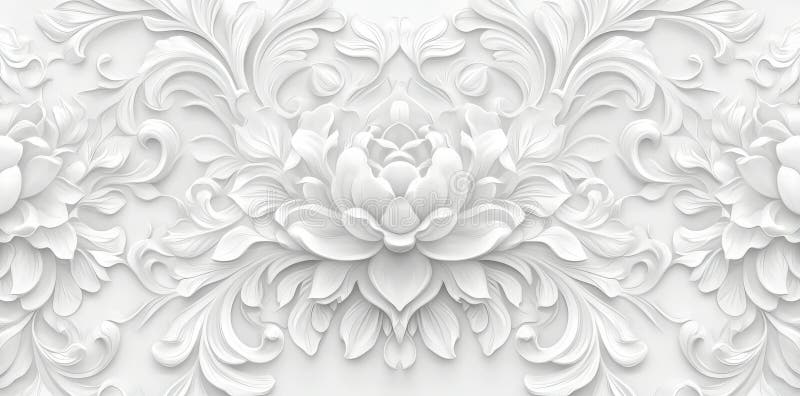 The Embossed Floral Pattern Appears on a White Background. Embossed ...
