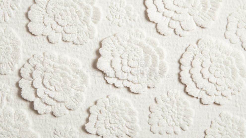 Embossed Floral Textile Texture, Close-up, White, Background, Design ...
