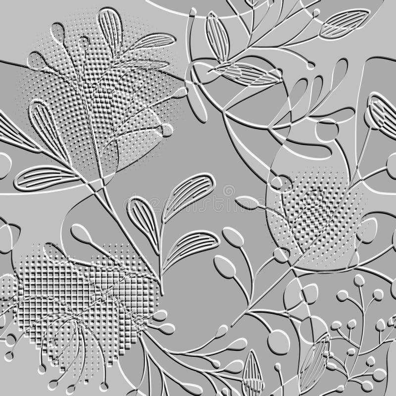 Embossed Floral White 3d Seamless Pattern. Beautiful Relief Background ...