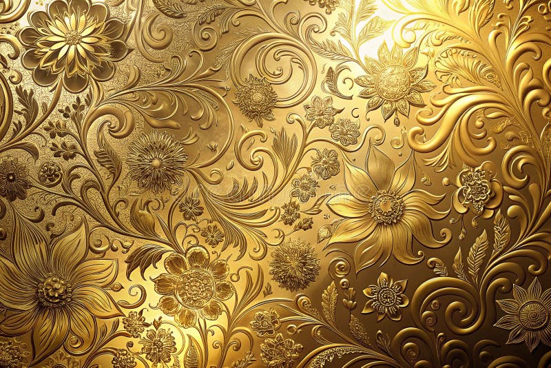 Embossed Gold Floral Pattern Background Stock Illustration ...
