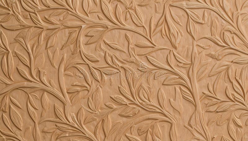 Embossed Leaf Pattern Beige Wall AI Generated Stock Illustration ...