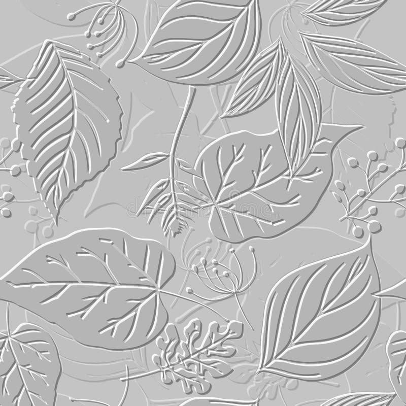 Embossed Leafy White 3d Seamless Pattern. Beautiful Floral Relief ...