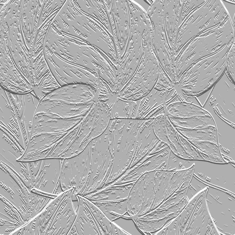 Embossed Leafy White 3d Seamless Pattern. Beautiful Relief Background ...