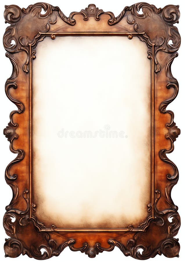 Embossed Leather Frame Watercolor Border on White Background Stock ...