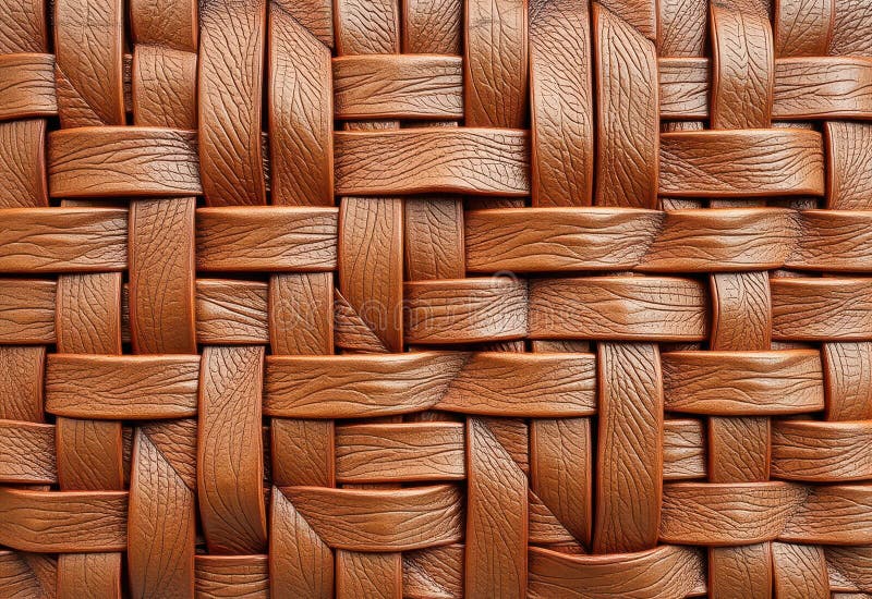Embossed Leather Strips Braided into a Herringbone Texture with Worn ...