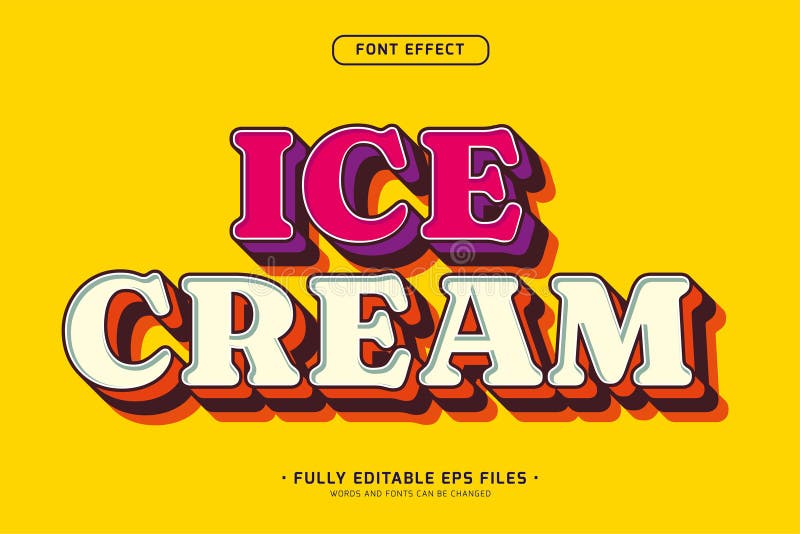 Embossed Look Editable Text Effect with Ice Cream Word Isolated on ...