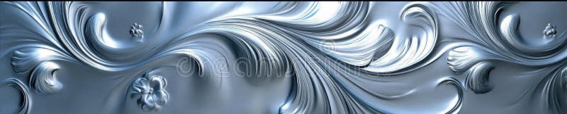 Embossed Metal Swirls Create a Fluid Artwork with Silver Design Concept ...