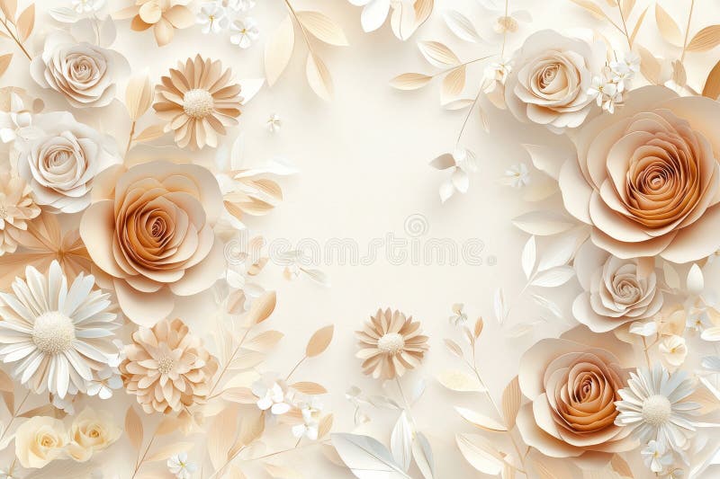 An Embossed Metallic Rose Flower on a White Paint Background. a Three ...