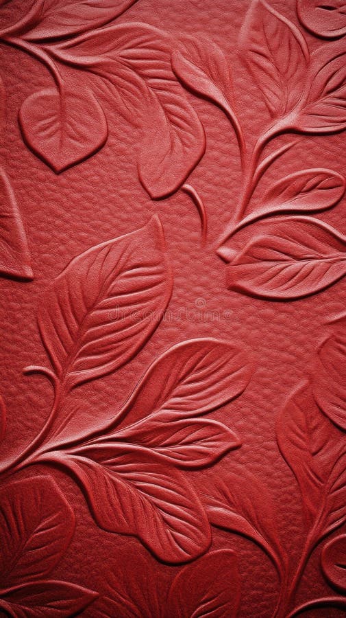 Embossed Red Leaf Pattern Creates a Rich, Textured Surface, AI Stock ...