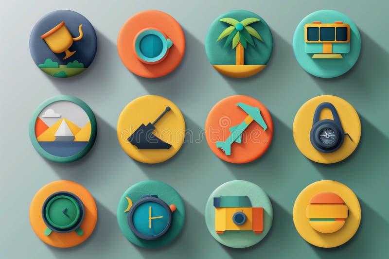 Embossed Shadows Give these Simple, Flat Design Icons a Glossy ...