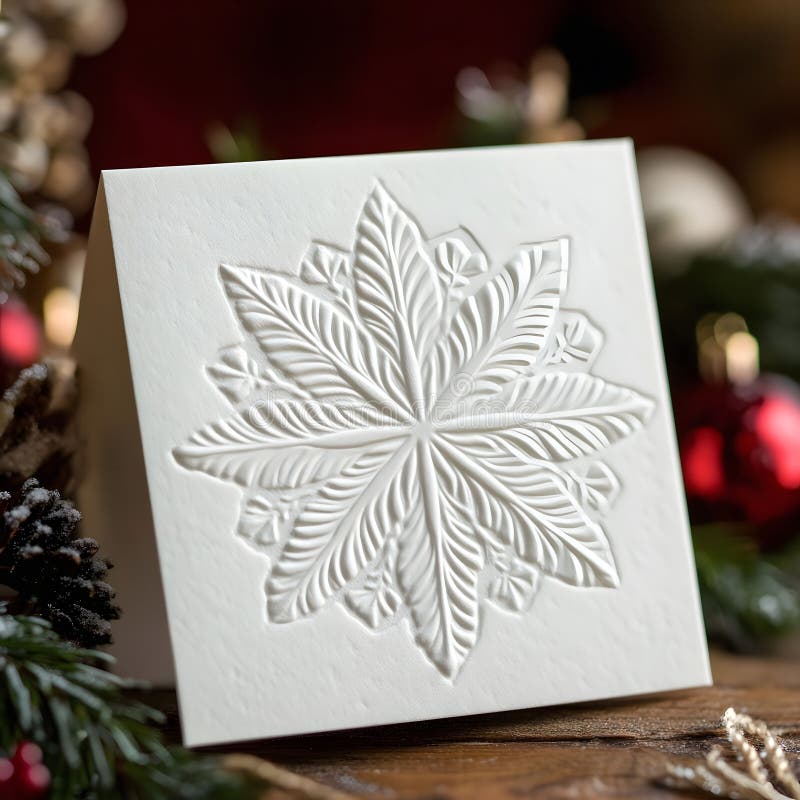 Embossed Snowflake Christmas Card Stock Illustration - Illustration of ...