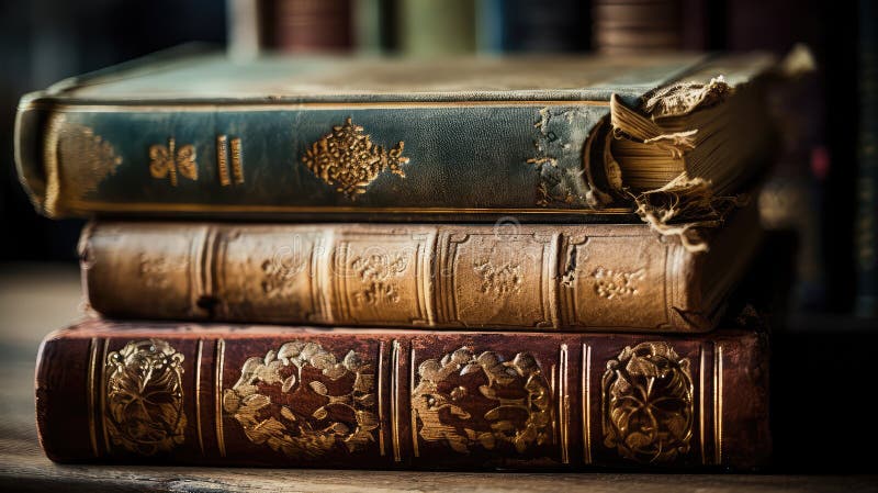 Embossed Stack of Old Books Stock Illustration - Illustration of ...