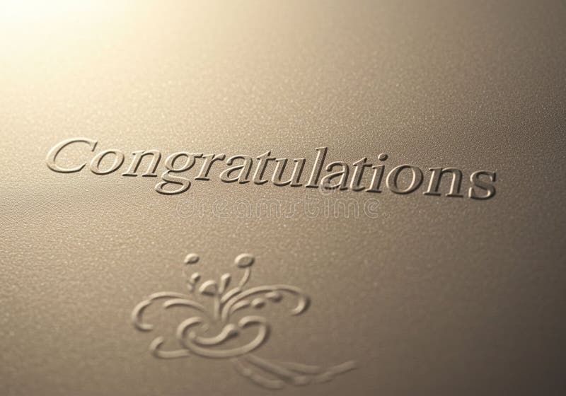 Embossed Text Reading "Congratulations" on a Textured, Metallic Surface ...