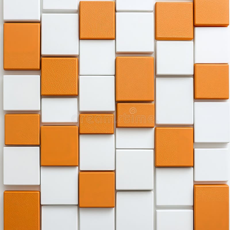 Embossed Texture of White and Orange Squares Stock Illustration ...