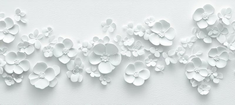 Embossed White Floral Pattern, High-Quality Texture, Relief Design, for ...
