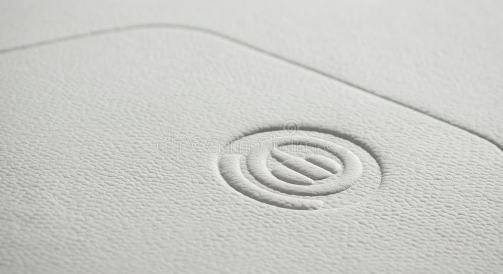 Embossed White Leather Texture Featuring a Raised Circular Emblem with ...