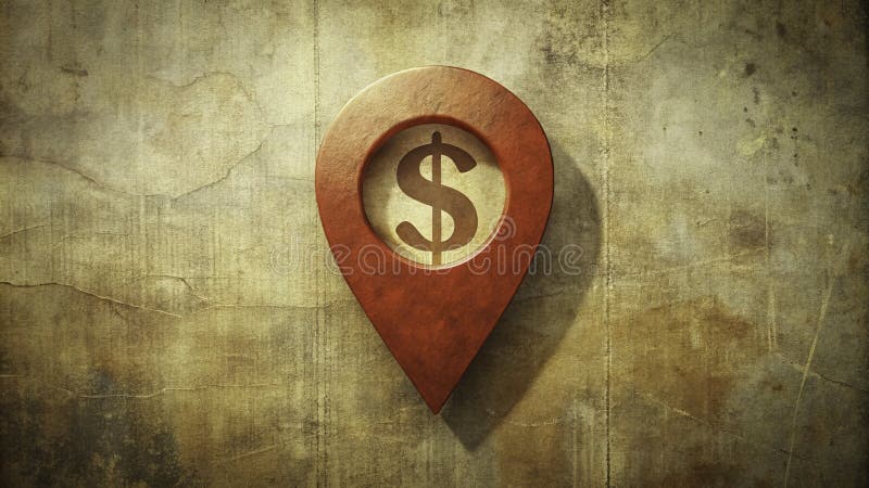 Vintage Red Dollar Map Pointer a Retro Detailed Illustration for ...