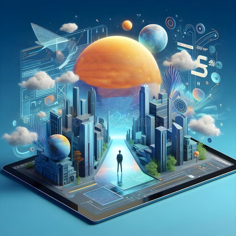 EMBRACE the FUTURE with DIGITAL ART Stock Illustration - Illustration ...