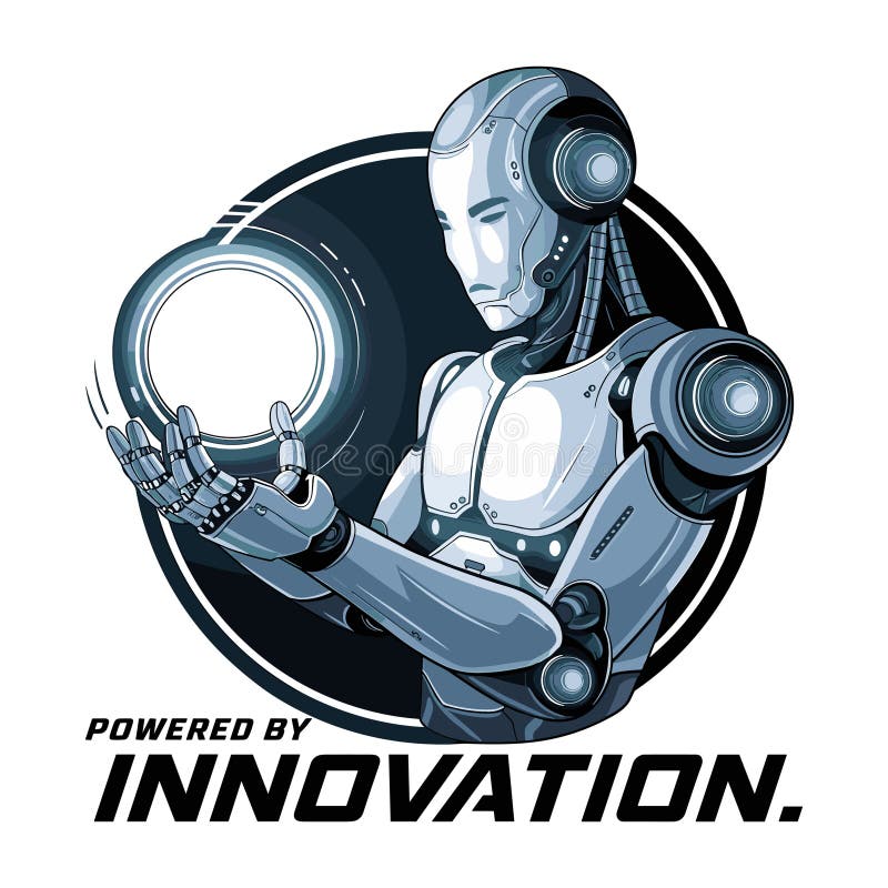 Dynamic Design Featuring a Futuristic Robot Holding a Glowing Orb Stock ...