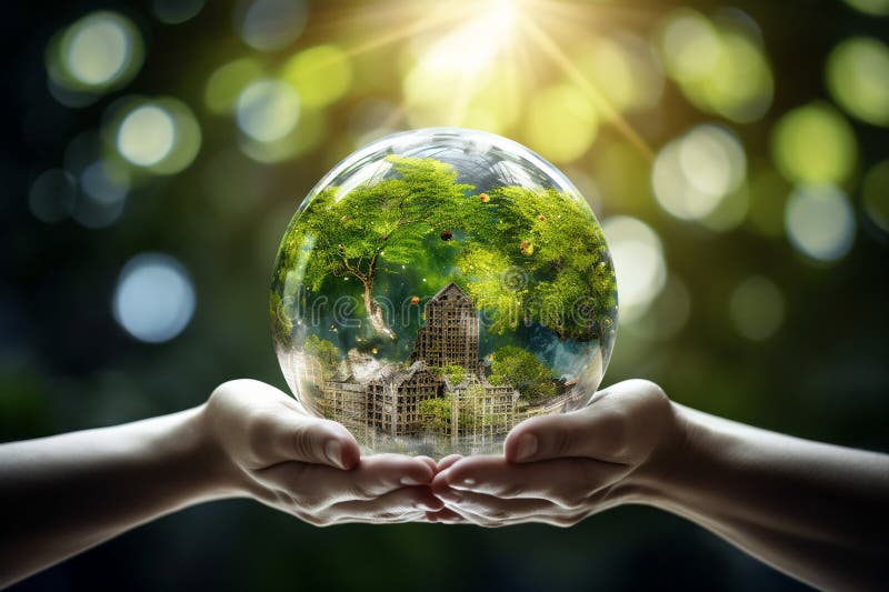 Embrace the Green: a Symphony of Sustainable Living Stock Illustration ...