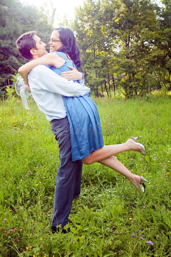 Embrace of Happy Couple Outdoor Stock Photo - Image of beautiful ...