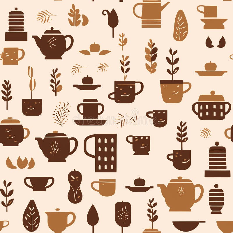 Cozy Coffee Love: Warm Monochromatic Seamless Pattern of Coffee ...