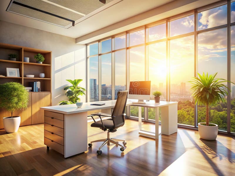 Embrace Modern Productivity a SunDrenched Minimalist Office Space ...
