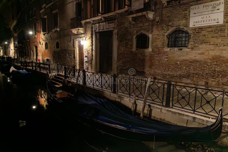 Venetian Nocturne: Channels Awash in Night S Embrace Editorial ...