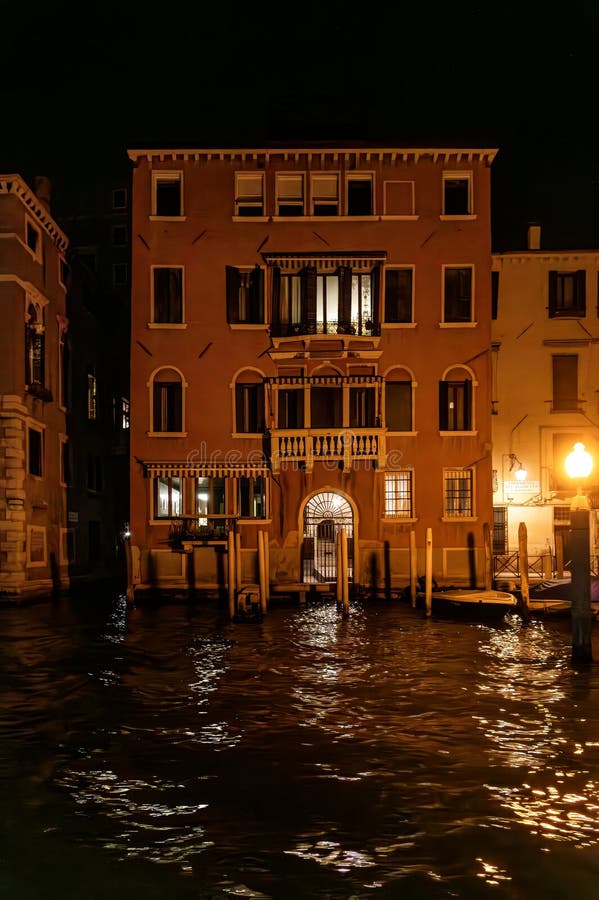 Venetian Nocturne: Channels Awash in Night S Embrace Stock Photo ...