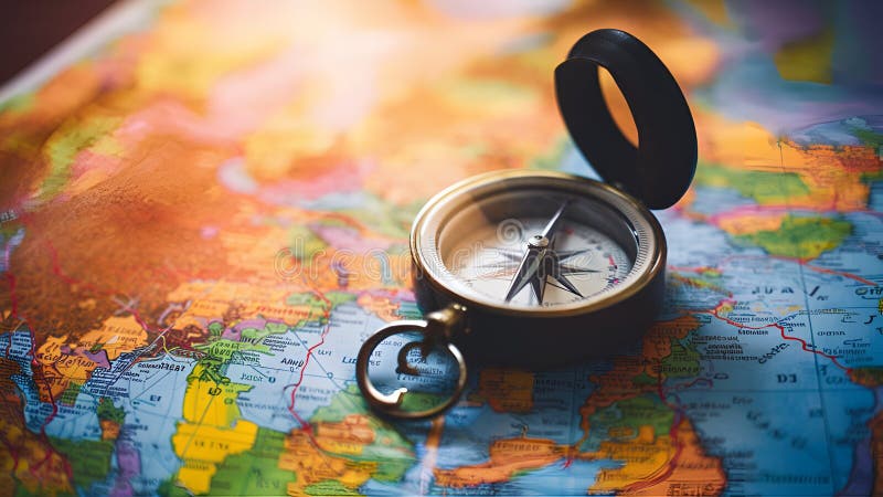 Vintage Compass Resting on a World Map - Symbolizing Adventure ...
