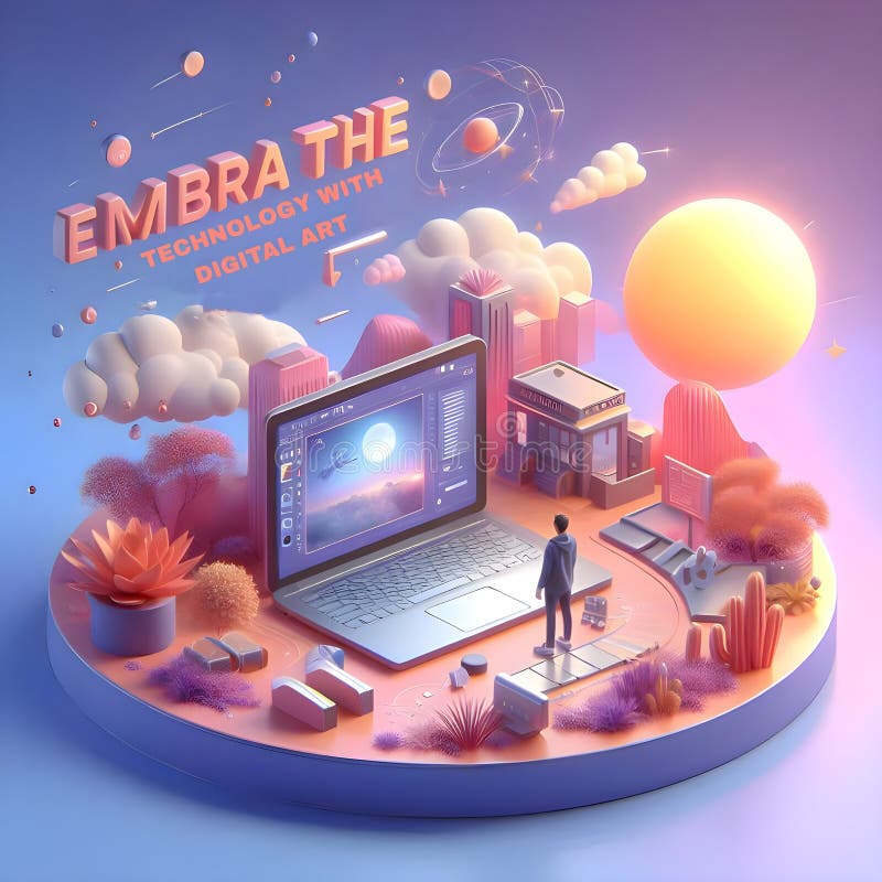 EMBRACE TECHNOLOGY with DIGITAL ART Stock Illustration - Illustration ...