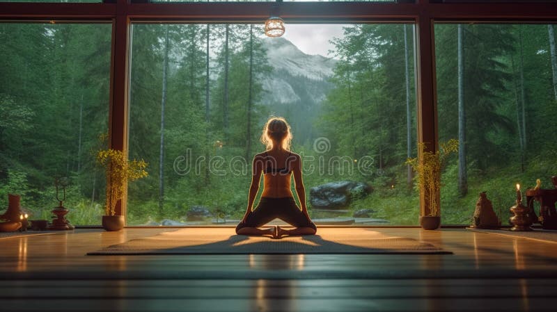 Embrace Tranquility, Yoga in a Modern Studio with Refreshing Forest ...