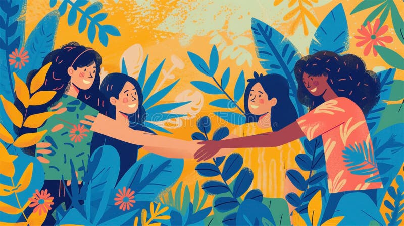 Embracing Diversity Friendship Day Stock Illustration - Illustration of ...