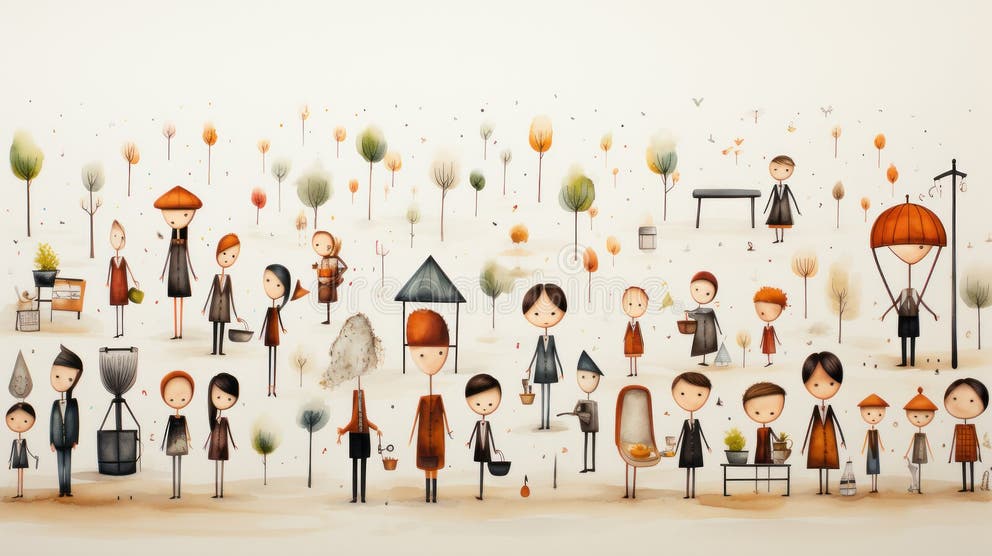 Embracing Diversity: Multicultural Stick Figures Stock Photo - Image of ...