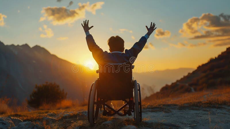 Embracing Freedom at Sunset in the Mountains. Generative Ai Stock ...