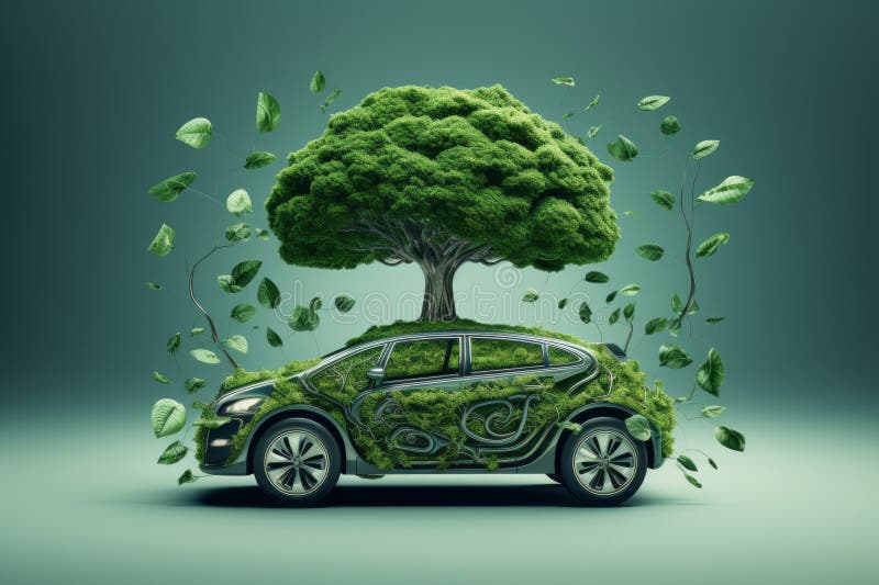 Embracing Green Mobility: Electric Car with Renewable Sources Stock ...